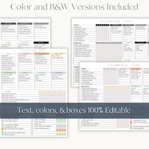 Editable Family Chore Chart: Cleaning Schedule Checklist (digital ...