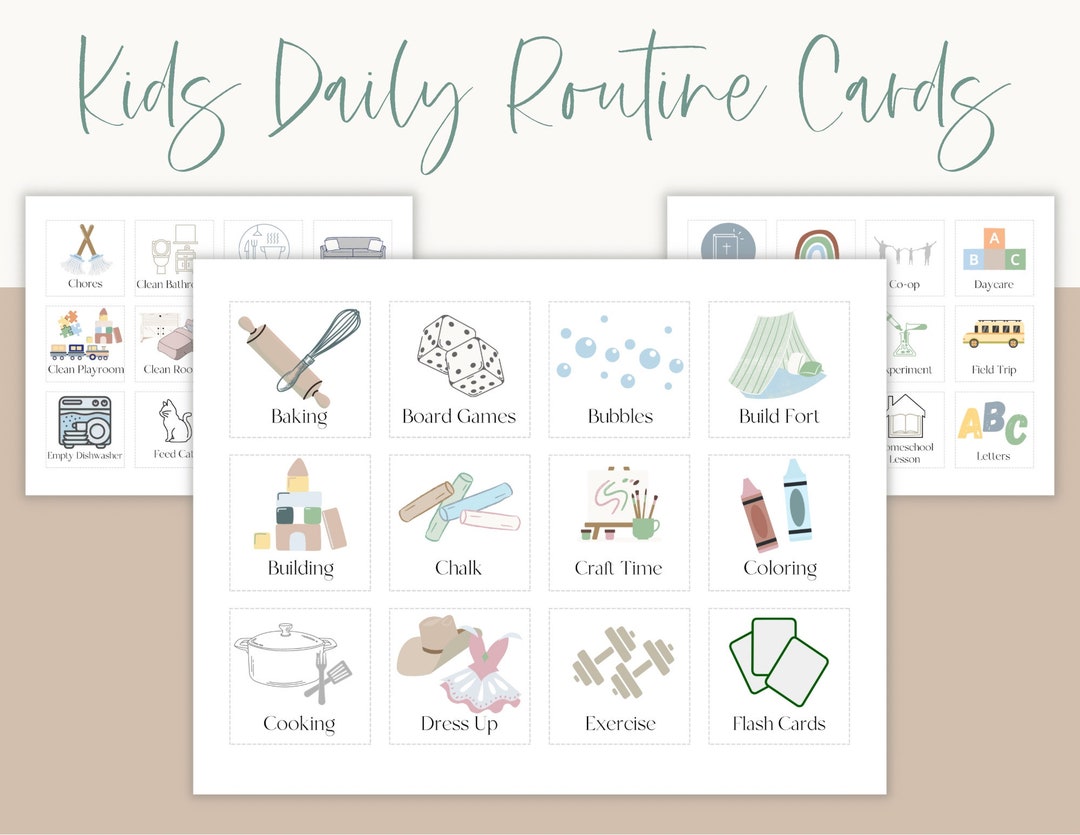 Kid's Daily Routine Cards, Routine Cards, Toddler Routine, Picture ...
