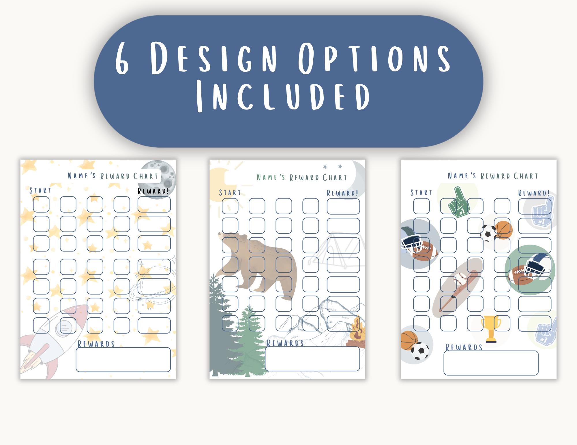 Customizable Kids Reward Chart | Instant Download | A4 & US Letter ...