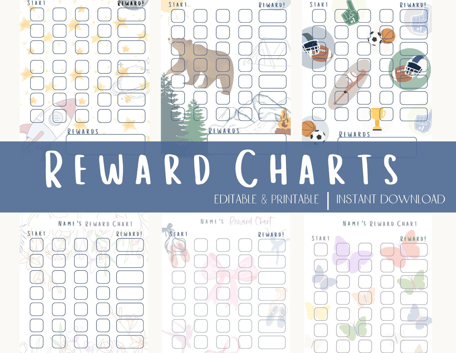 Customizable Kids Reward Chart | Instant Download | A4 & US Letter ...