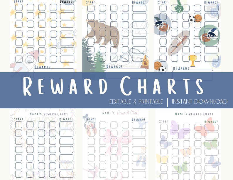 Customizable Kids Reward Chart | Instant Download | A4 & US Letter ...