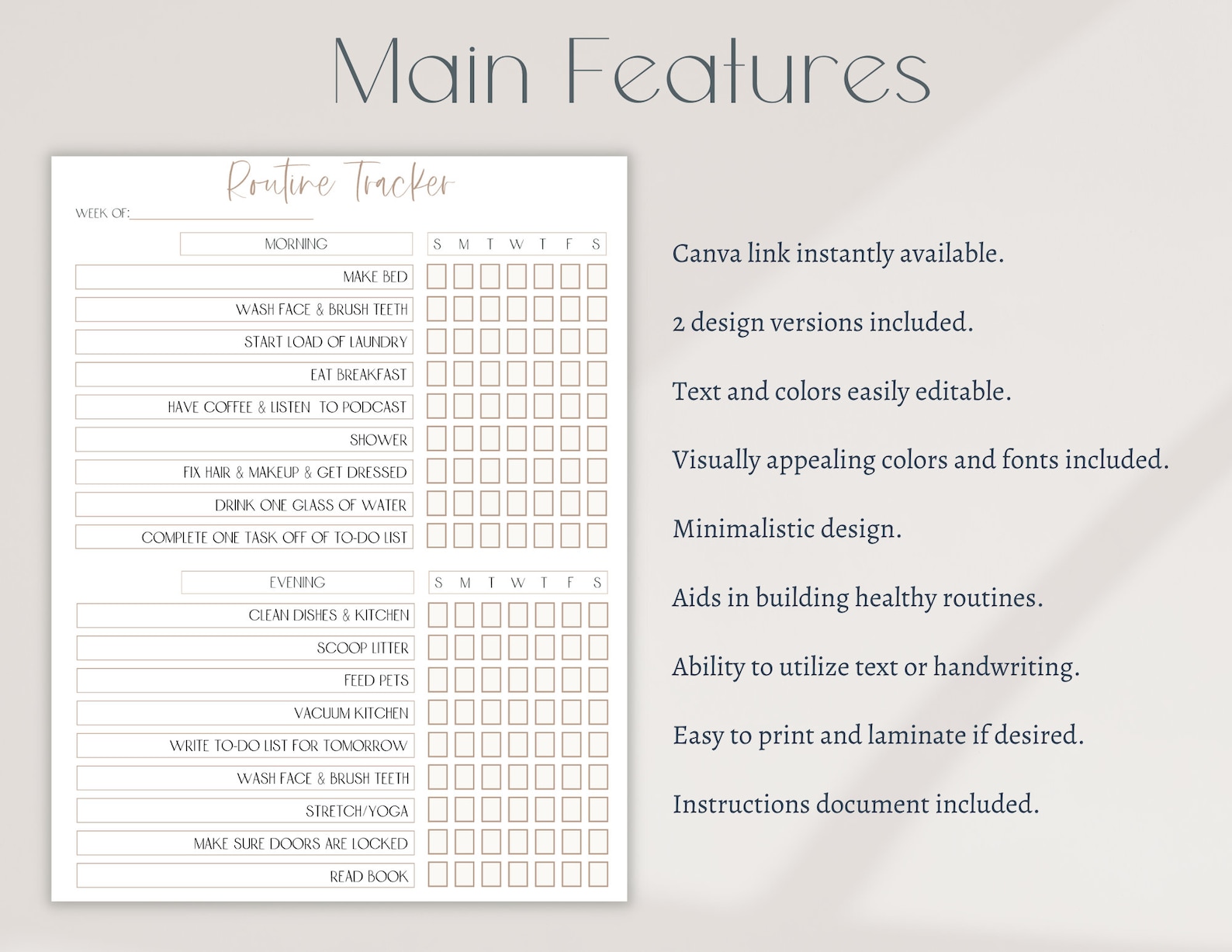 Editable Daily Routine Checklist | Habit Tracker | Daily Routine ...