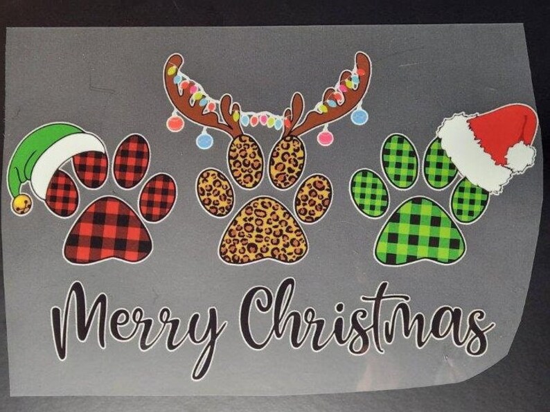 DTF Christmas Dog Paws Plastisol Heat Transfer - Etsy