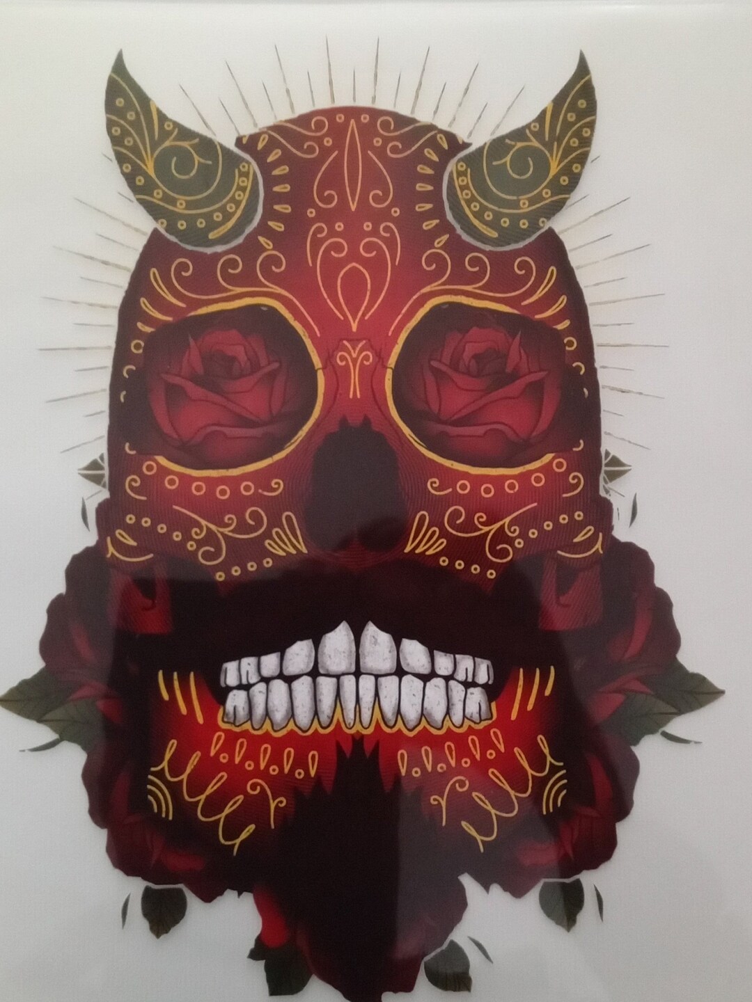 DTF Skull and Roses Plastisol Heat Transfer - Etsy