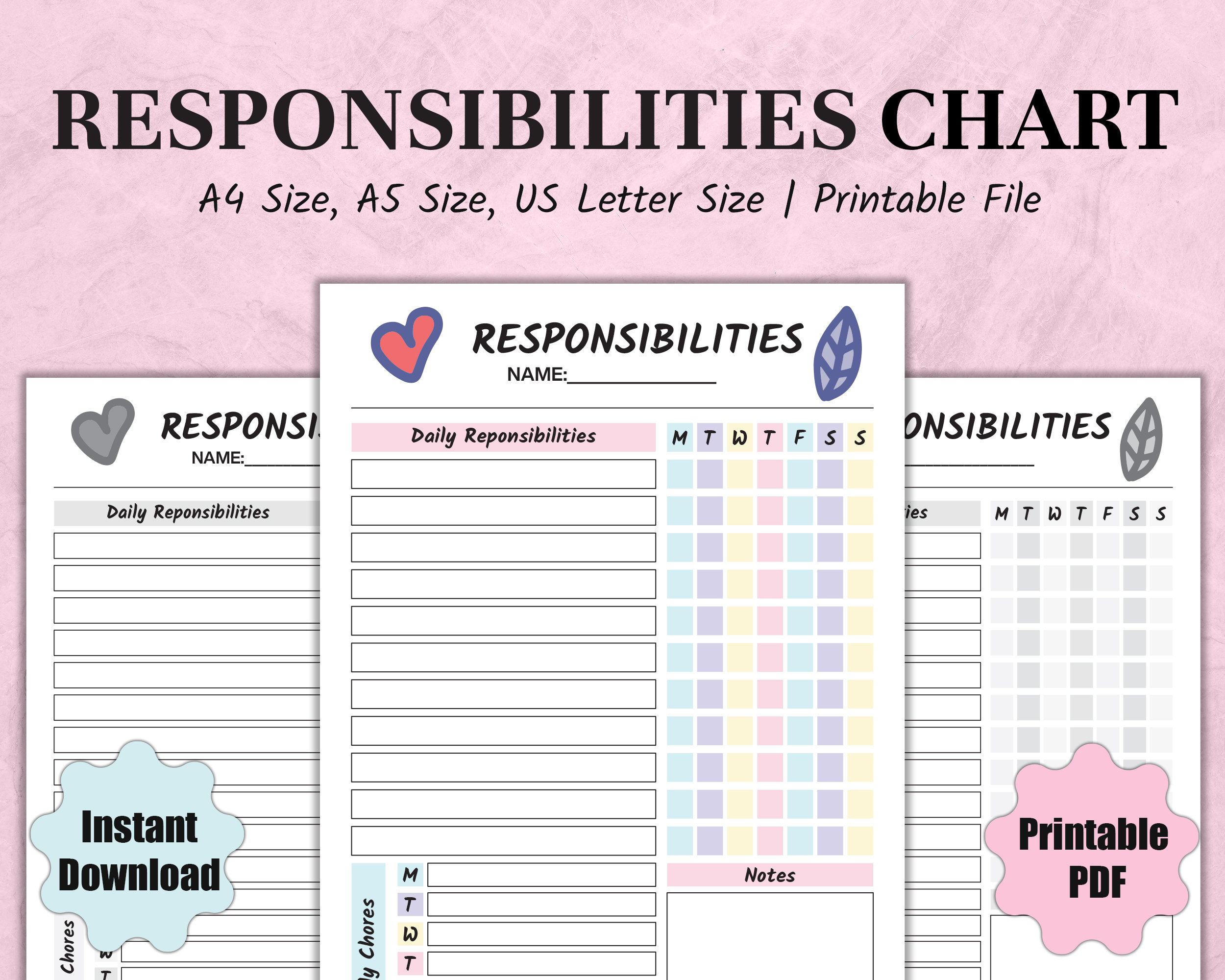 Ultimate Kids Responsibility Chart | Kids Daily Routine Checklist ...