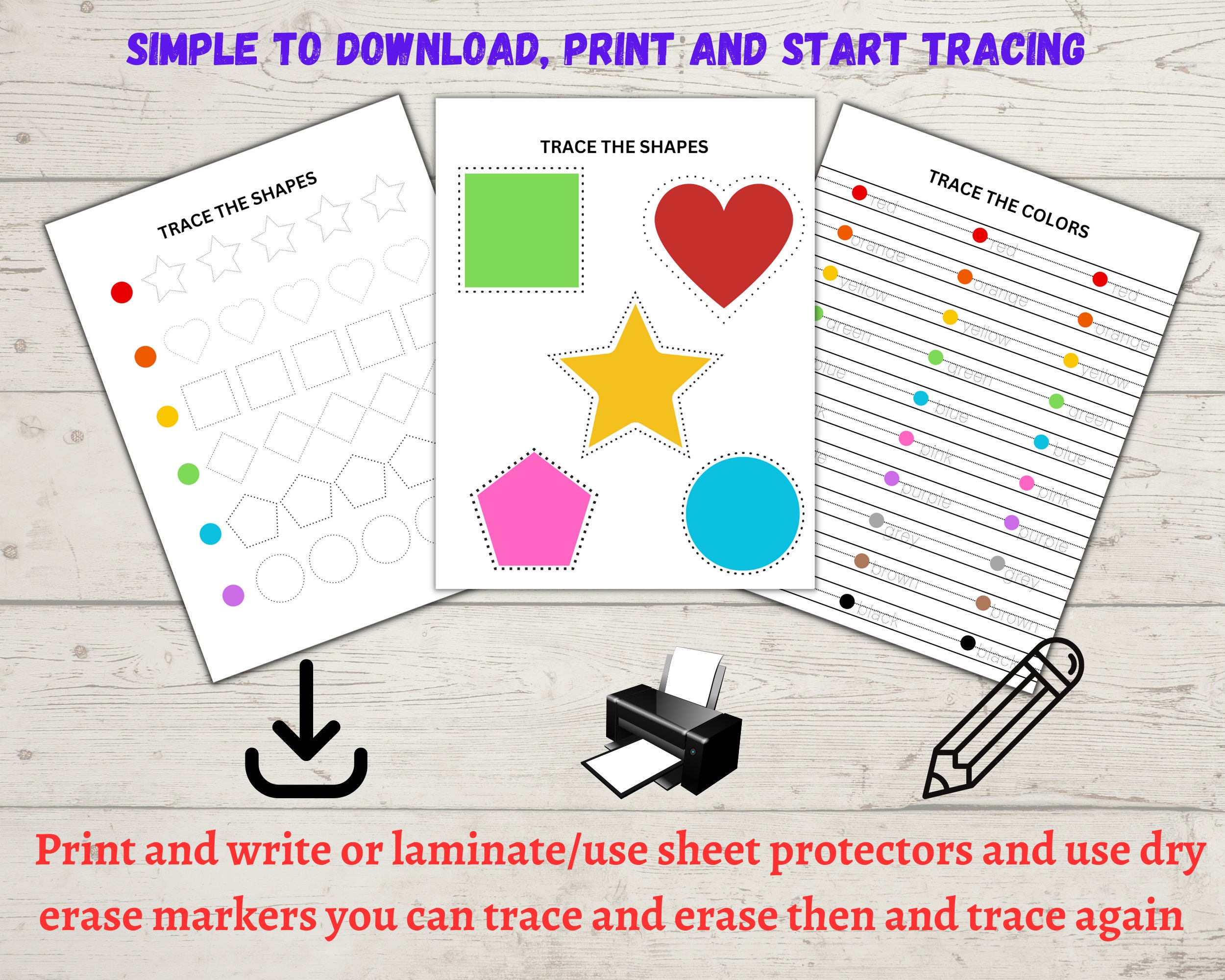 Tracing Worksheet Bundle | Printable Alphabet Number | Letter Color ...