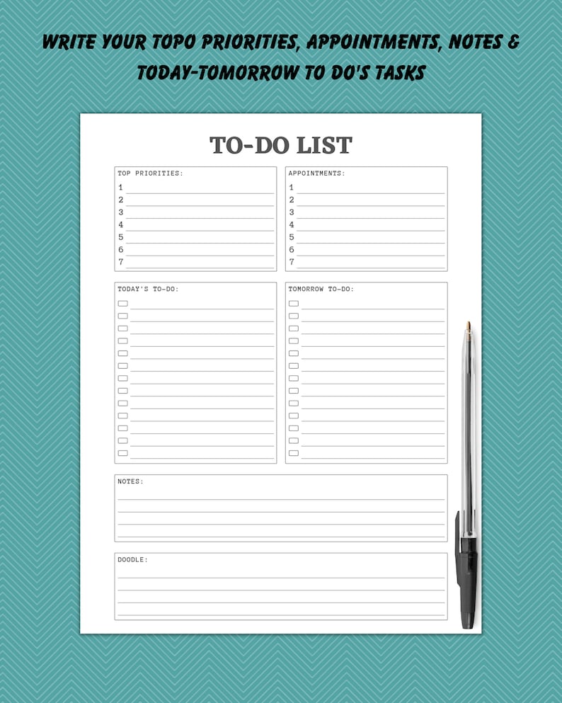 Printable to Do List | Simple Tasks List Template | Checklist Digital ...