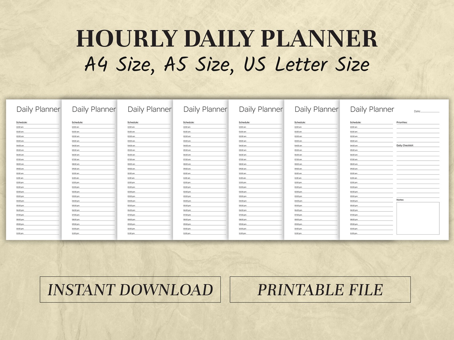 Hourly Daily Planner | Printable Daily to Do List | Productivity ...