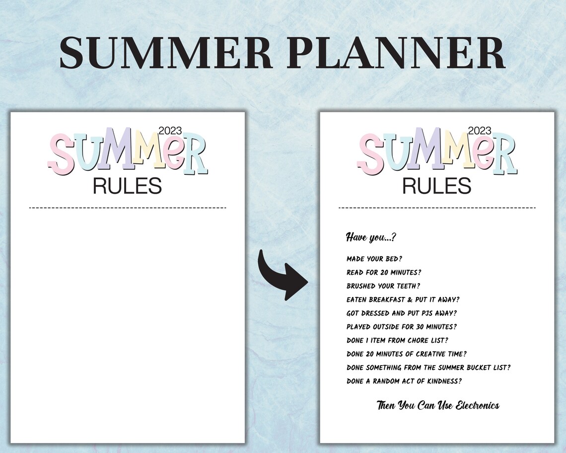 Summer Planner 2023 Printable Kids Schedule Summer Chore Chart Weekly ...