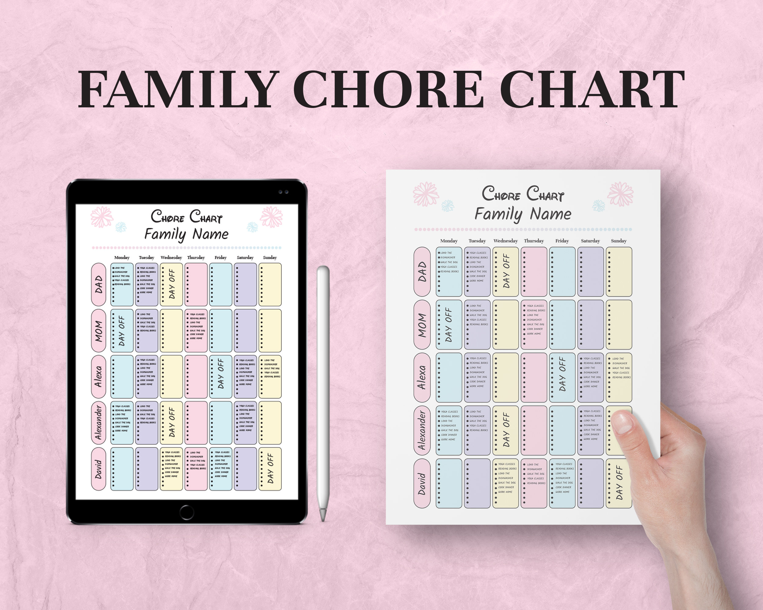 Family Chore Chart Printable Daily Chore Chart Planner - Etsy