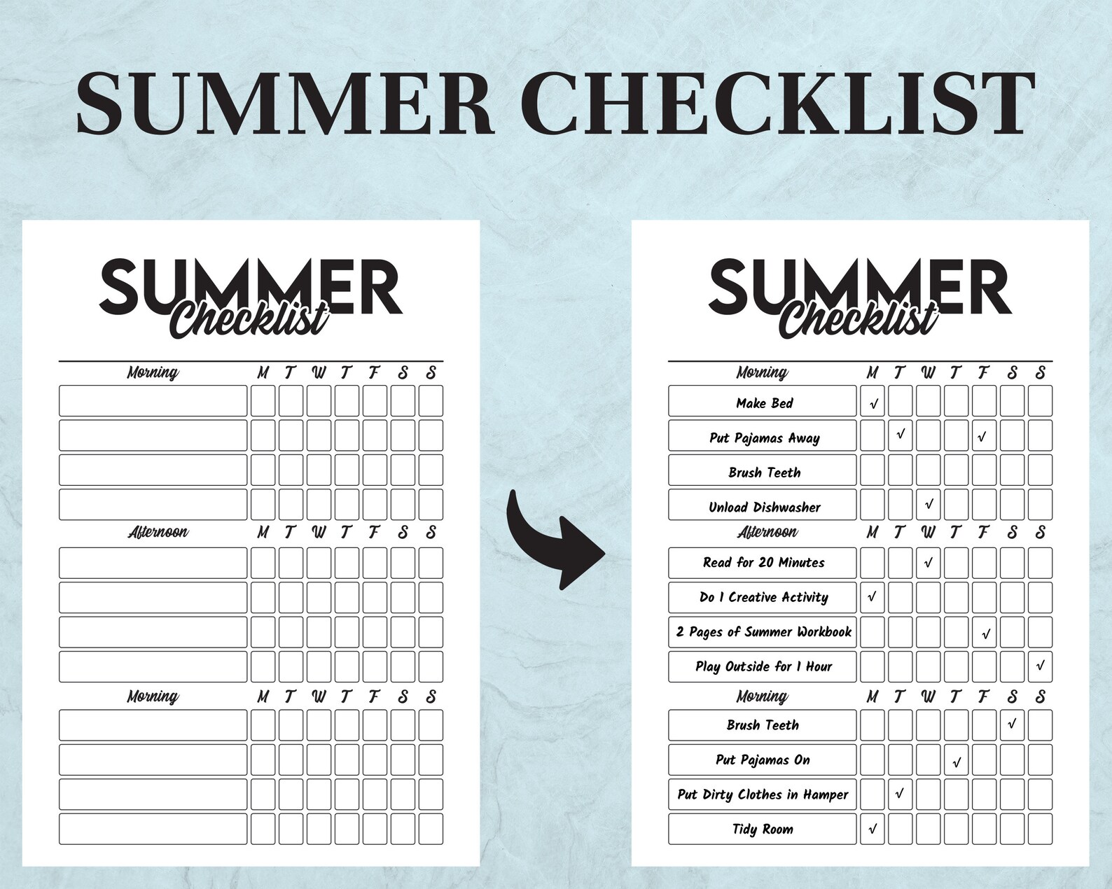Printable Summer Weekly Checklist Template | Daily Routine Checklist ...