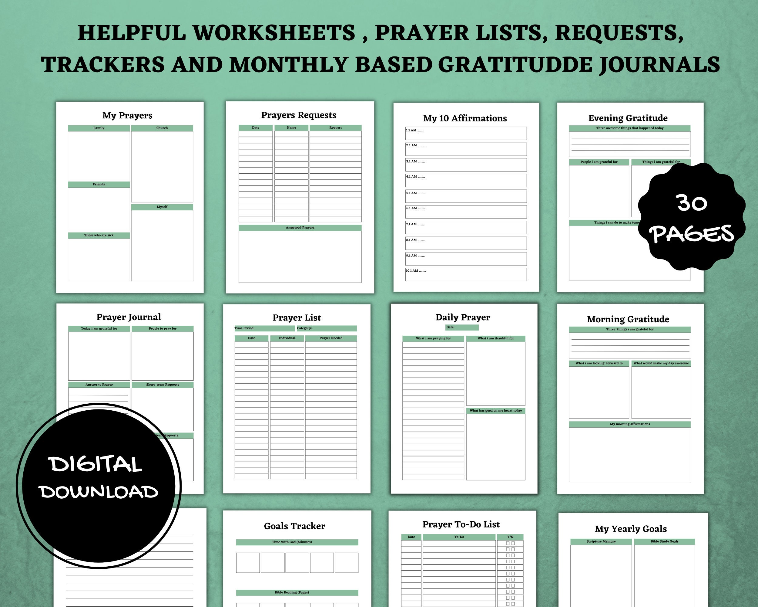 Printable Prayer Journal | Daily Prayer Planner | Digital Bible Study ...