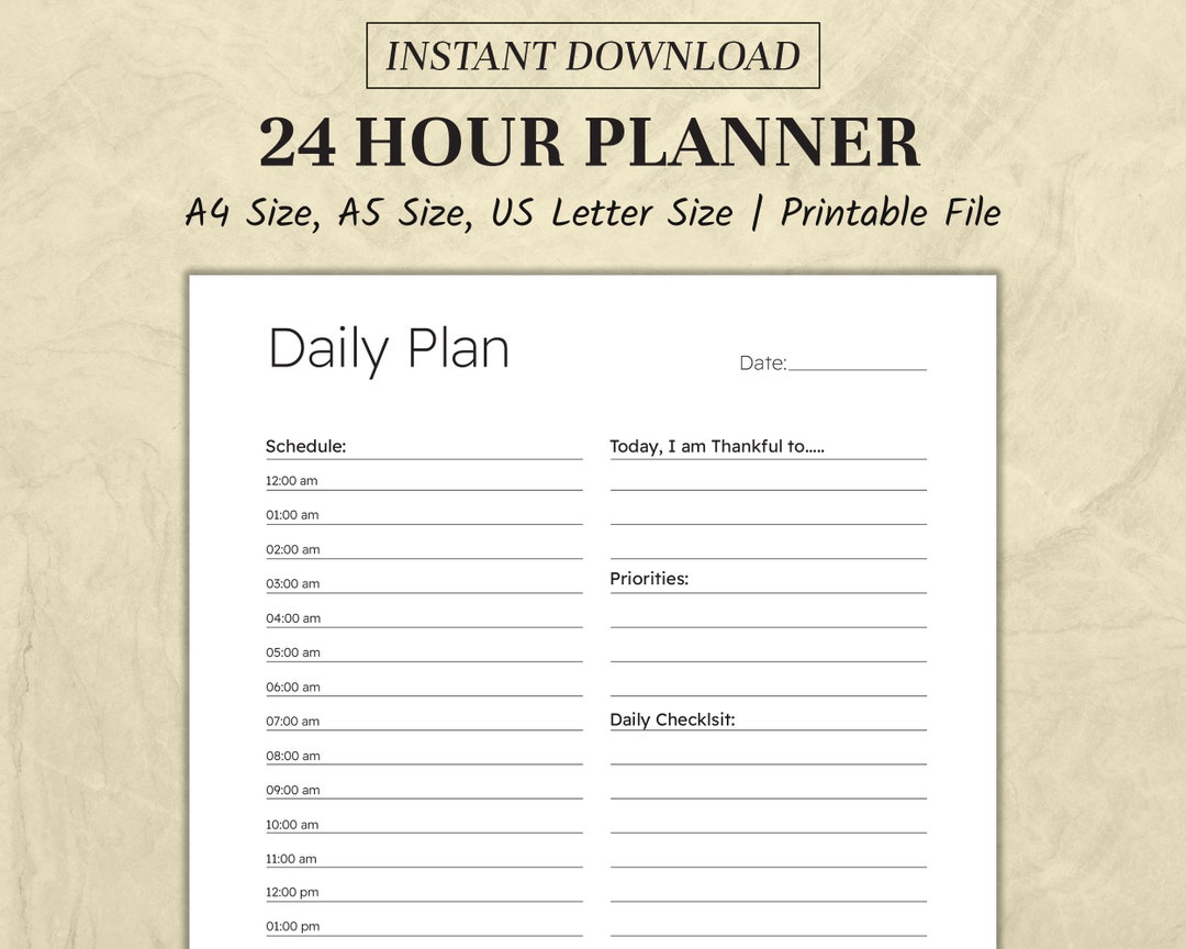 Hourly Daily Planner | Printable Daily to Do List | Productivity ...