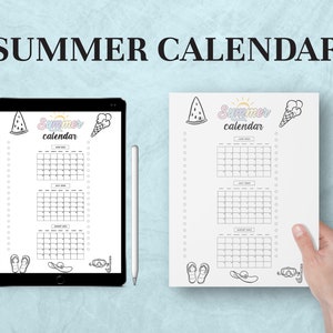 Summer Calendar Printable Summer Activities Calendar Summer Checklist ...