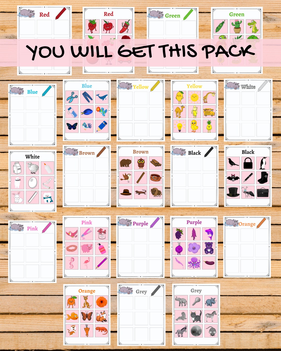 Printable Color Sorting Activity Digital Preschool Worksheet Toddler ...
