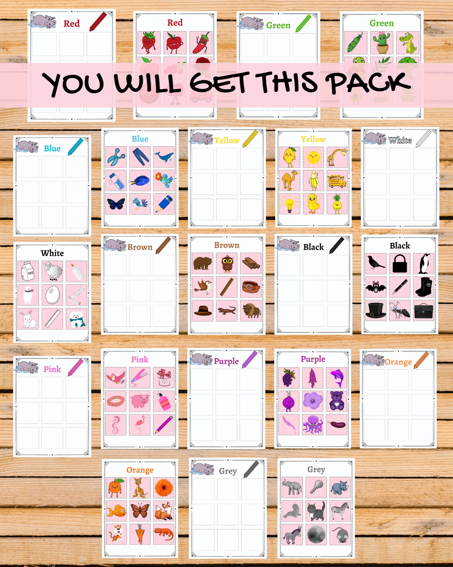 Printable Color Sorting Activity Digital Preschool Worksheet Toddler ...