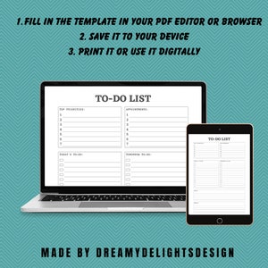 Printable to Do List | Simple Tasks List Template | Checklist Digital ...