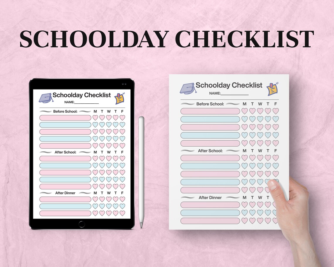Kids School Day Checklist Schedule | Morning Routine for Kids | Ready ...