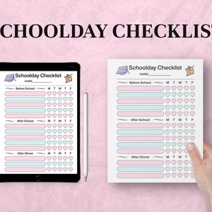 Kids School Day Checklist Schedule Morning Routine for Kids Ready for ...