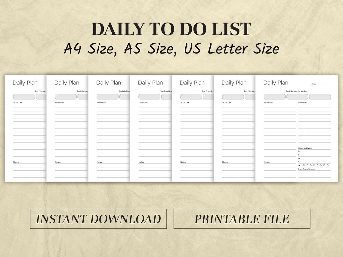 Daily Planner Printable Daily to Do List Productivity Planner 24 Hour ...