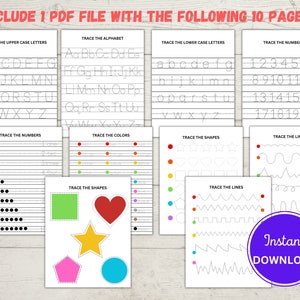 Tracing Worksheet Bundle | Printable Alphabet Number | Letter Color ...