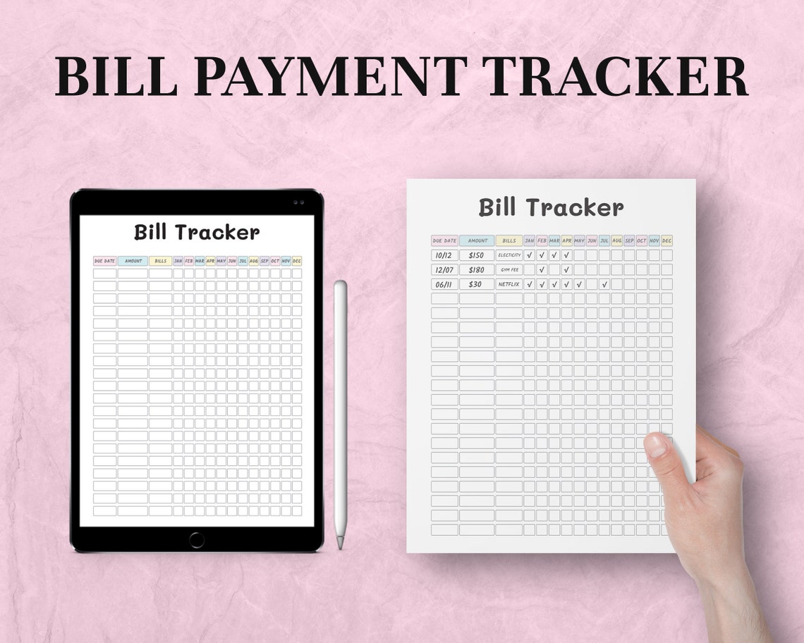 Printable Bill Payment Tracker | Bill Payment Checklist Template ...