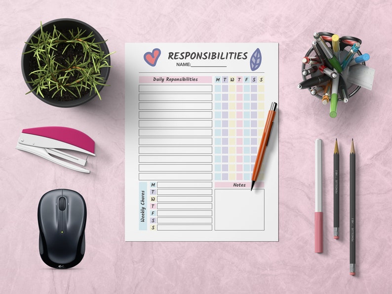 Ultimate Kids Responsibility Chart | Kids Daily Routine Checklist ...