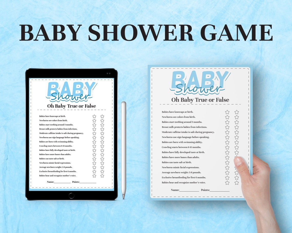 Ultimate Baby Shower Game Printable True or False | Baby Shower Games ...