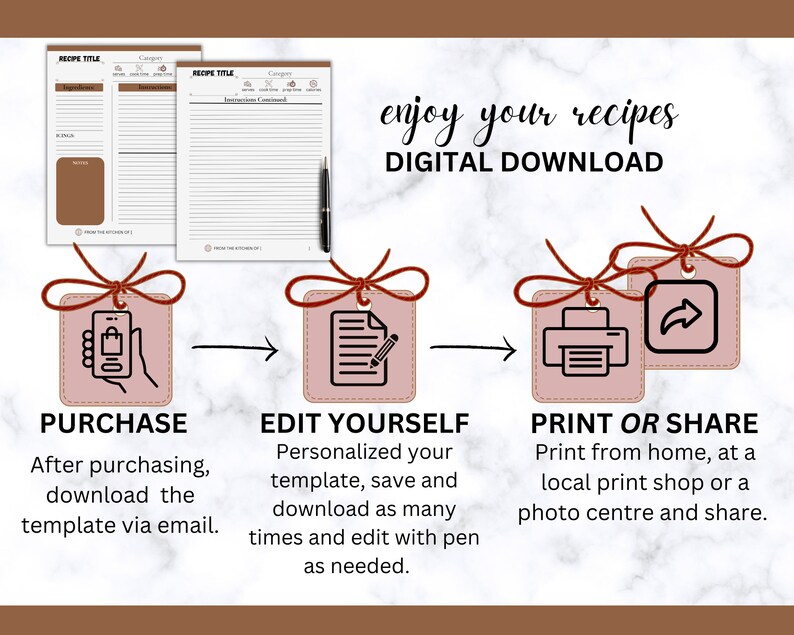 Recipe Book Printable | Recipe Journal Digital | Cookbook Downloadable ...