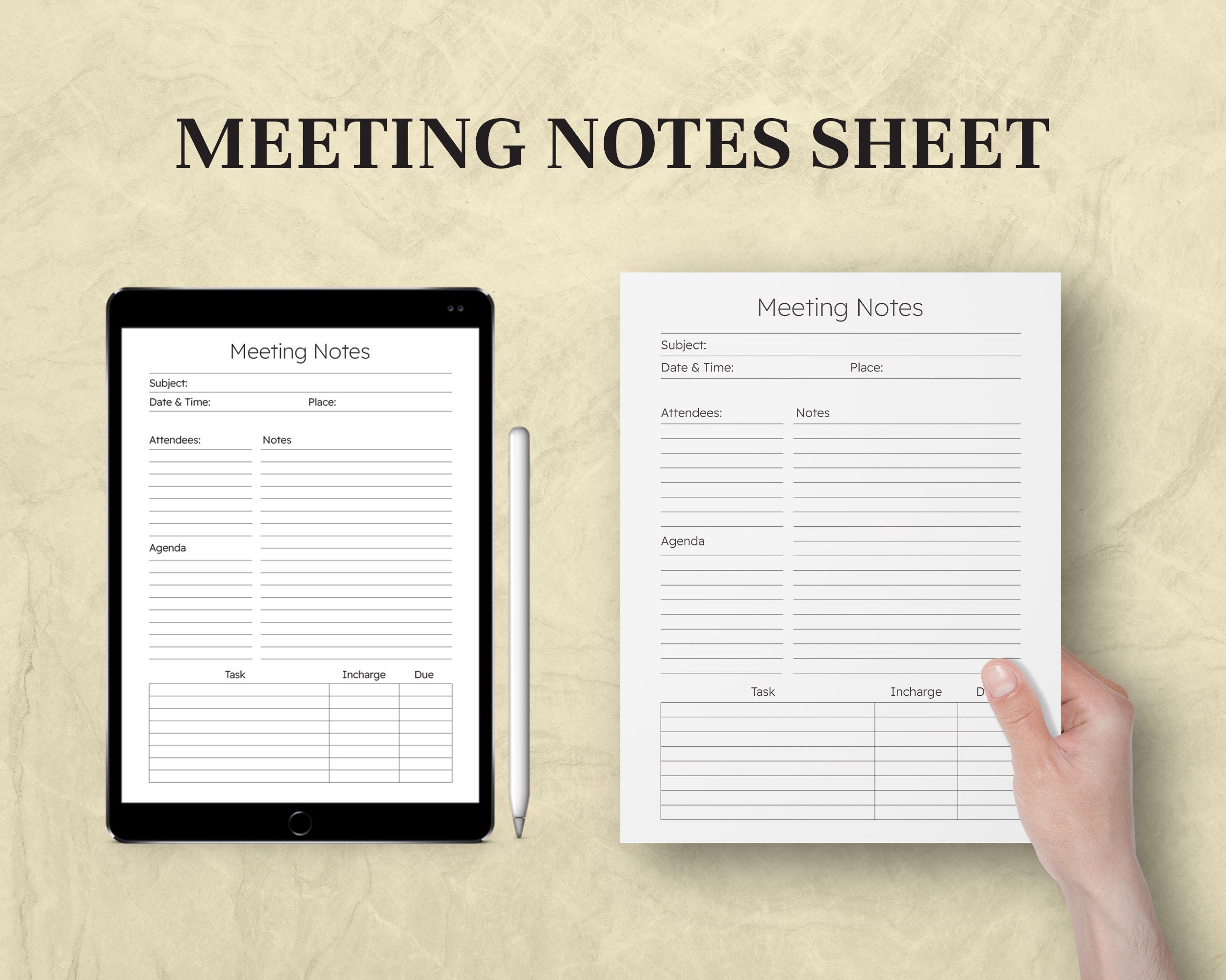 Meeting Notes Template Printable | Meeting Minutes | Meeting Agenda ...