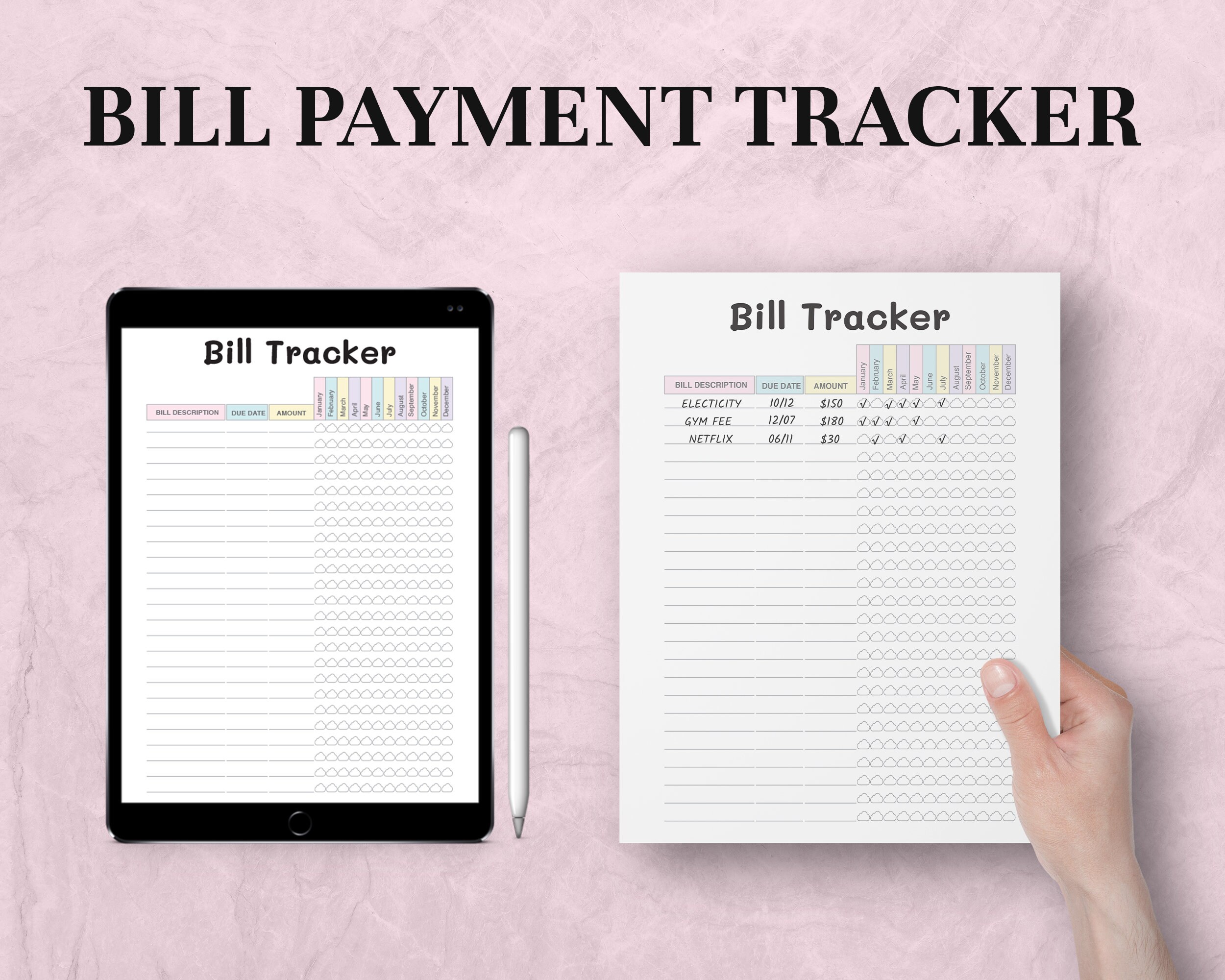 Printable Bill Payment Tracker | Bill Payment Checklist Template ...