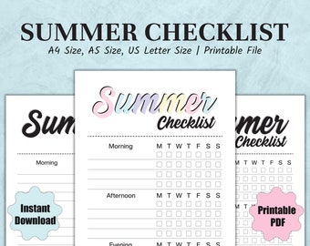 Printable Summer Weekly Checklist Template | Daily Routine Checklist ...