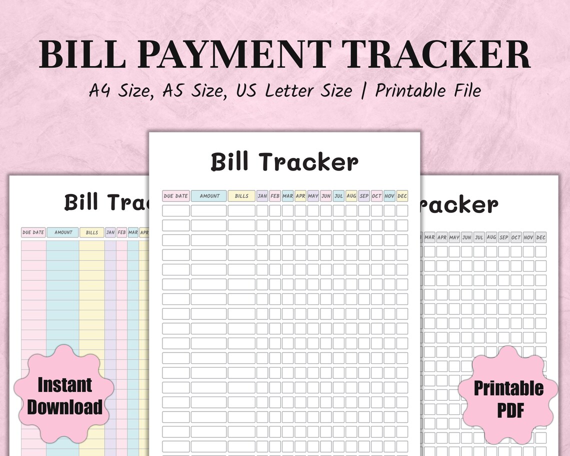 Printable Bill Payment Tracker | Bill Payment Checklist Template ...