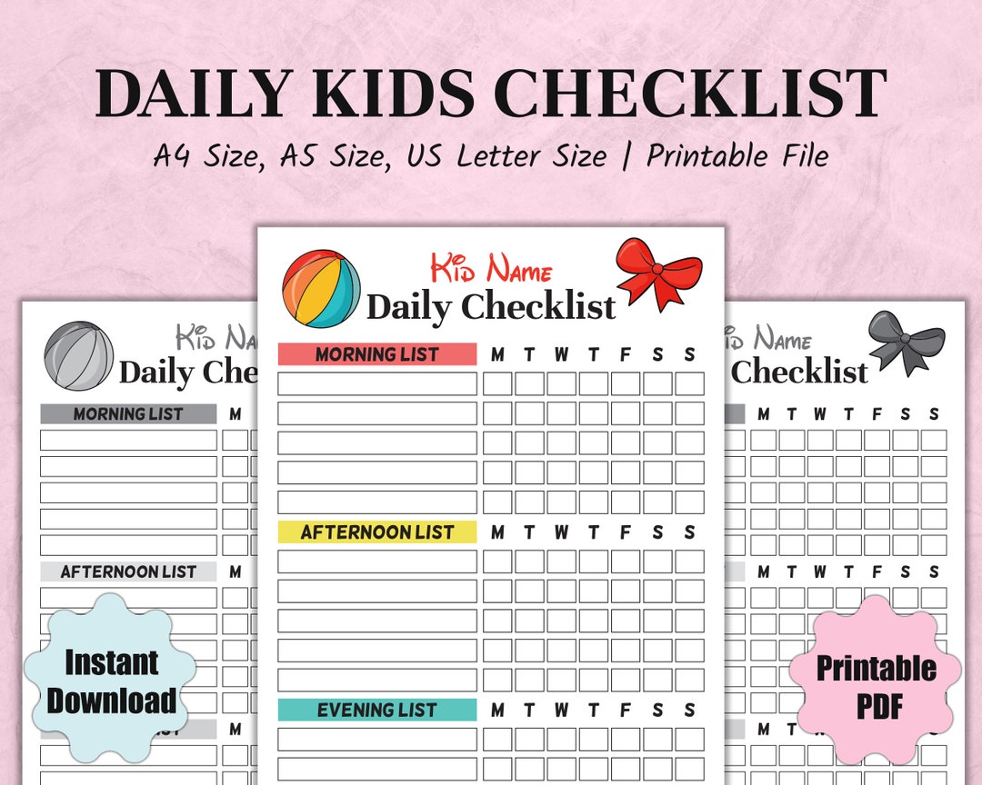 Ultimate Kids Daily Routine Checklist | Digital Kids Responsibility ...