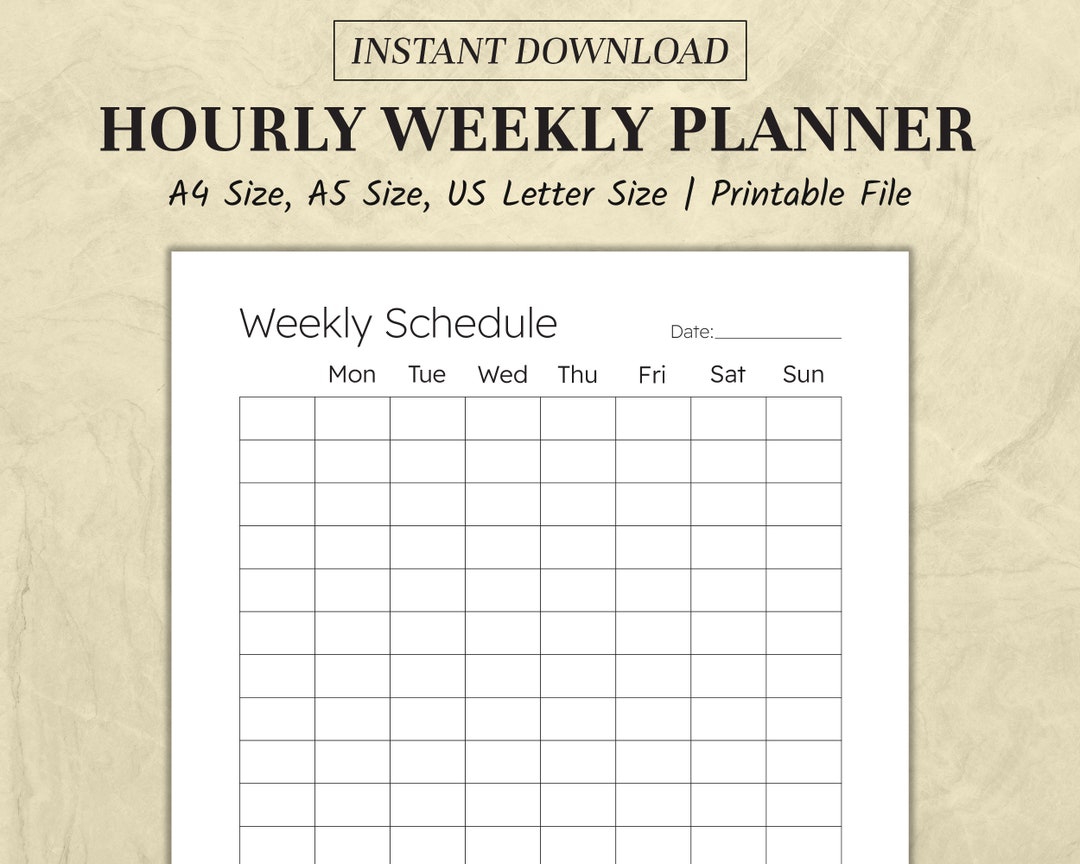 Hourly Weekly Planner | Printable Daily to Do List | Productivity ...