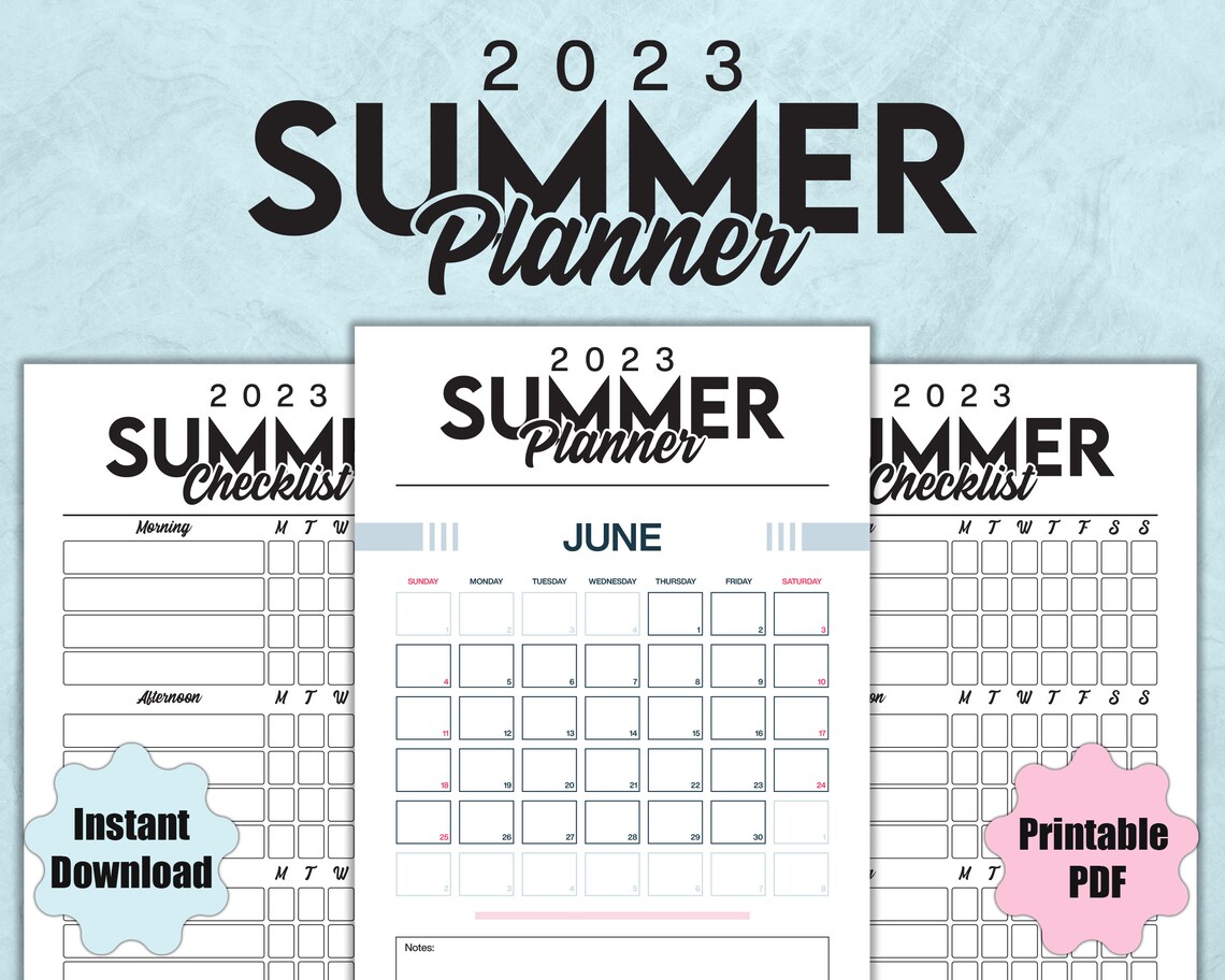 Summer Planner 2023 Printable Kids Schedule Summer Chore Chart Weekly ...