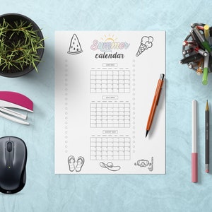 Summer Calendar Printable Summer Activities Calendar Summer Checklist ...