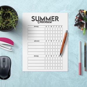 Printable Summer Weekly Checklist Template Daily Routine Checklist Kids ...