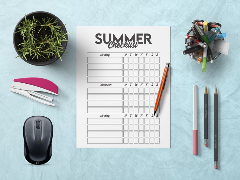 Printable Summer Weekly Checklist Template Daily Routine - Etsy