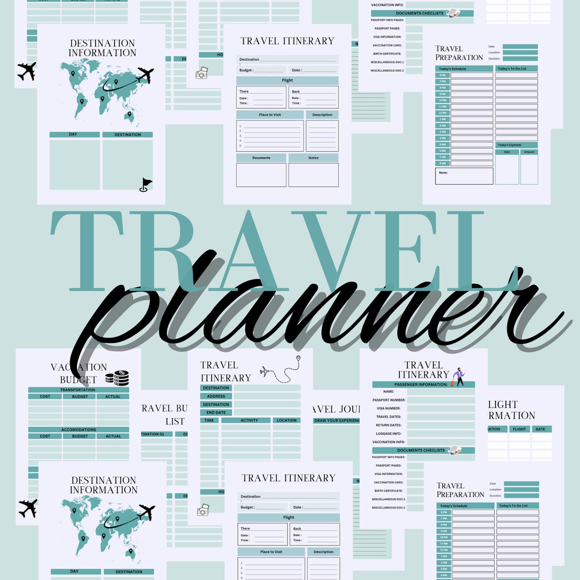 Editable Travel Planner Template | Trip Itinerary Planner | Canva ...