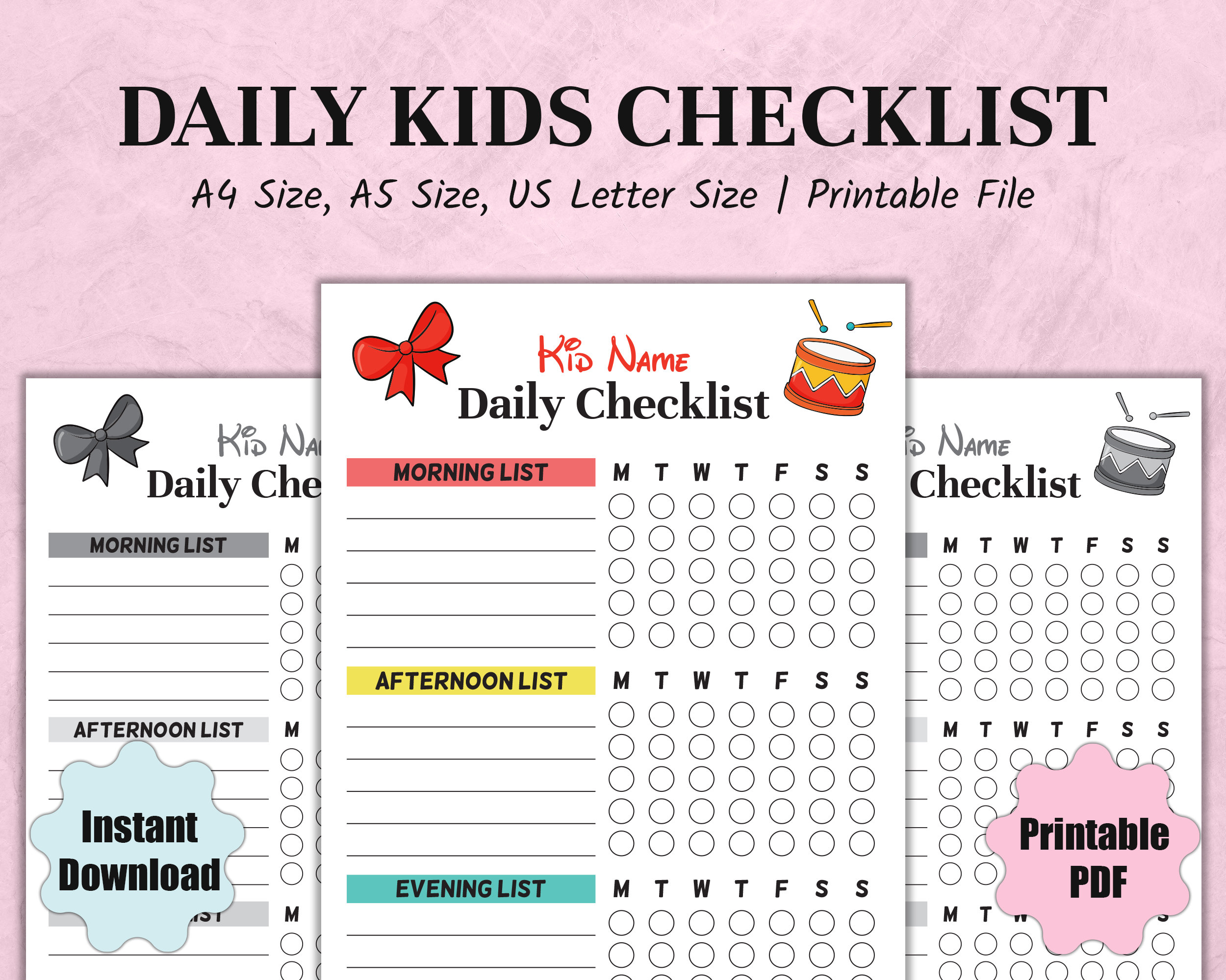 Ultimate Kids Daily Routine Checklist Digital Kids Responsibility Chart ...