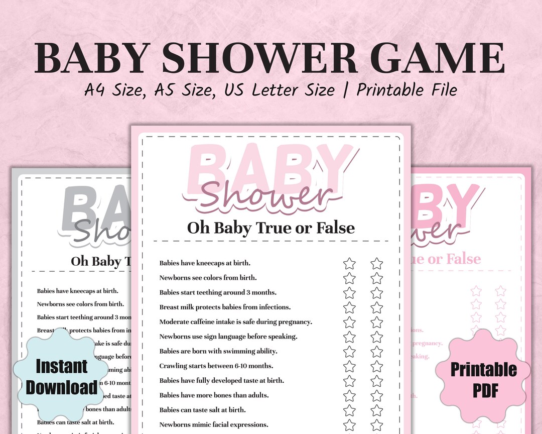 Ultimate Baby Shower Game Printable True or False | Baby Shower Games ...