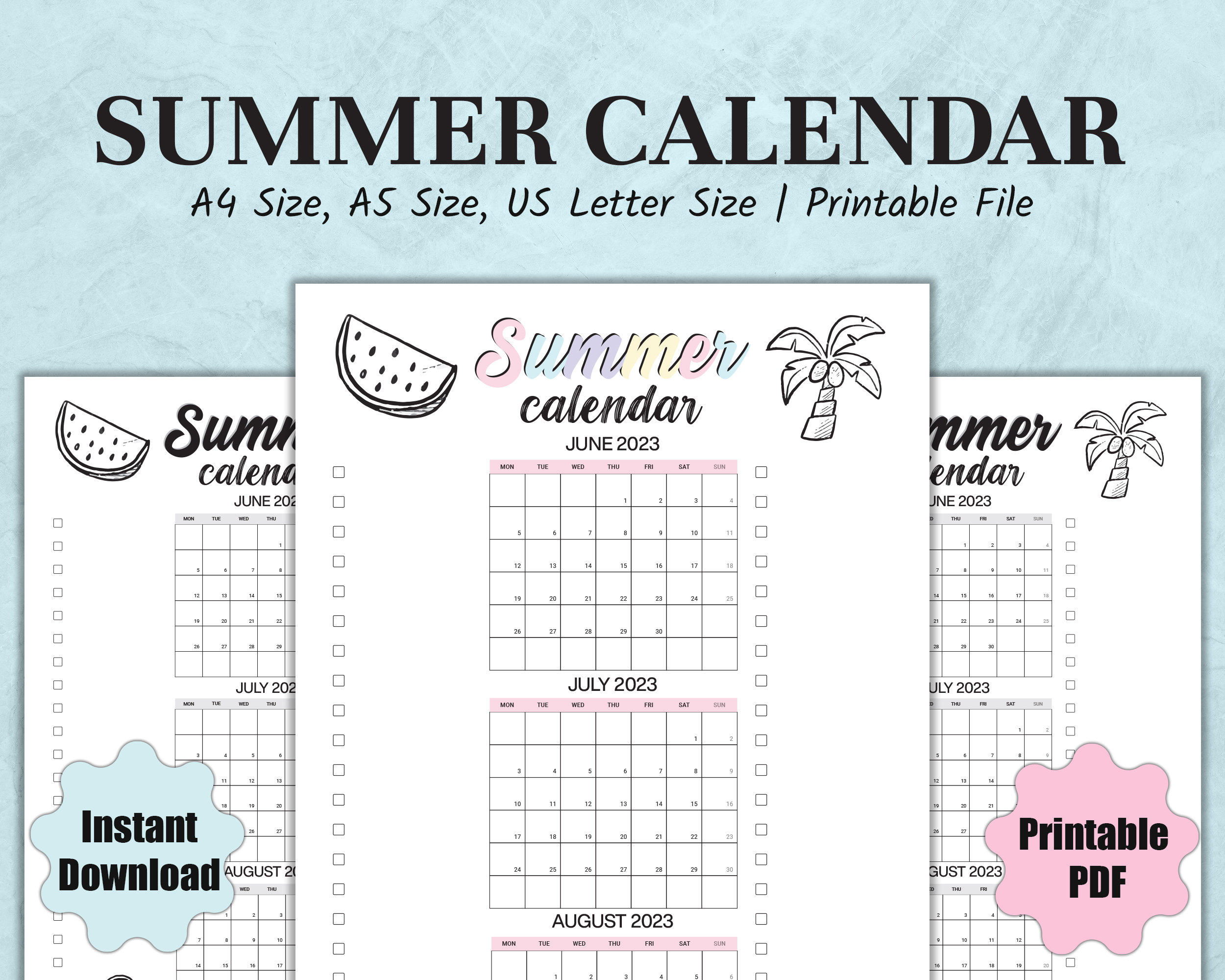 Summer Calendar Printable | Summer Activities Calendar | Summer ...