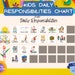 Responsibility Chart for Kids Daily Routine Cards With Morning Chores ...