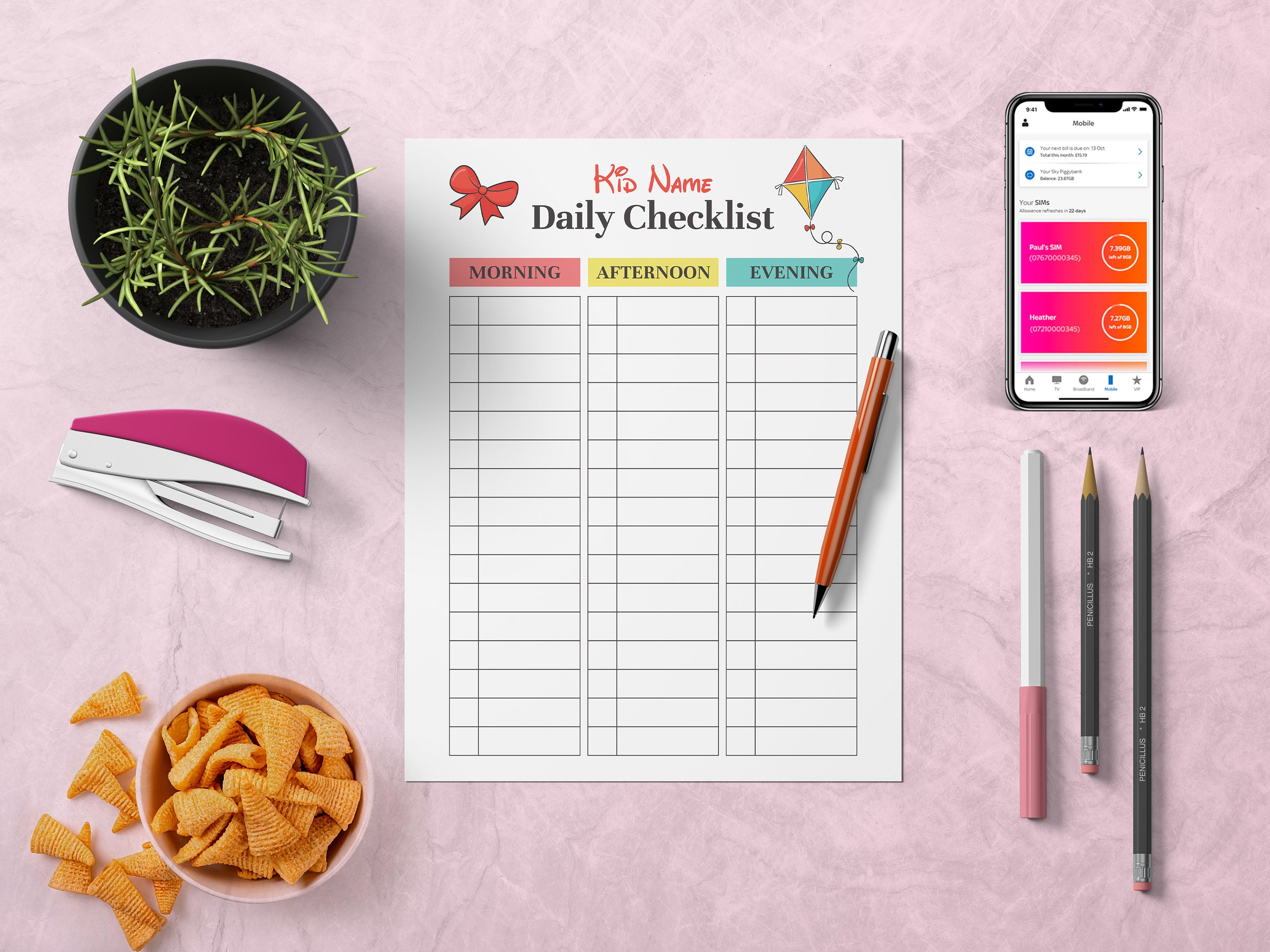 Ultimate Kids Daily Routine Checklist Digital Kids Responsibility Chart ...