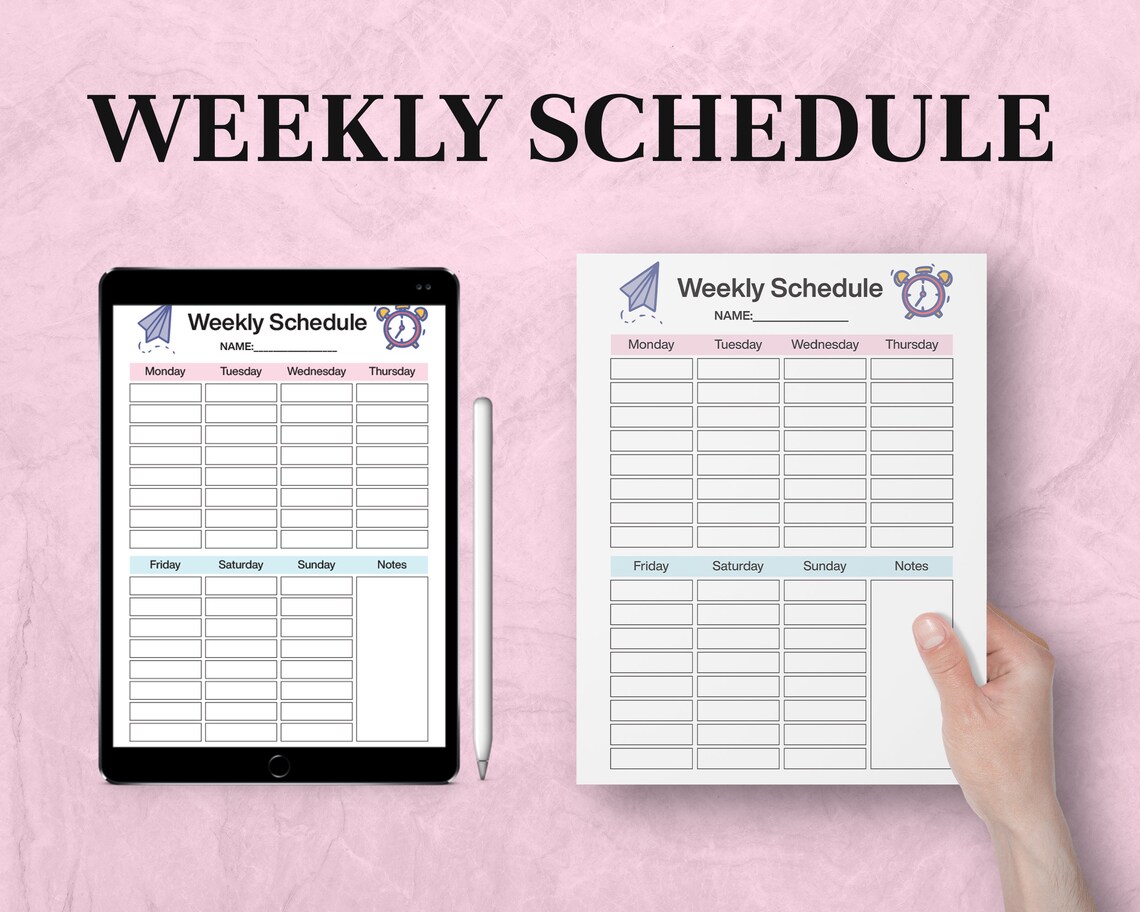 Printable Weekly Schedule | Minimal Weekly Planner | Weekly Organizer ...