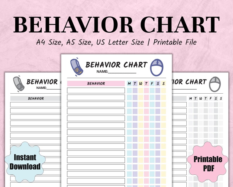 Behavior Chart Printable Behavior Management Chart Digital Toddler ...