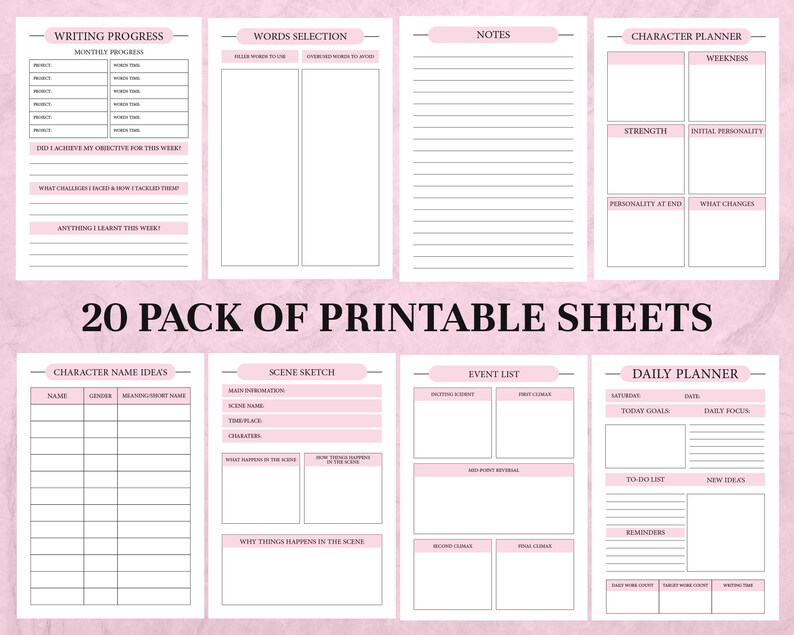 The Ultimate Novel Planner Workbook | Book Writing Planner | Nanowrimo ...