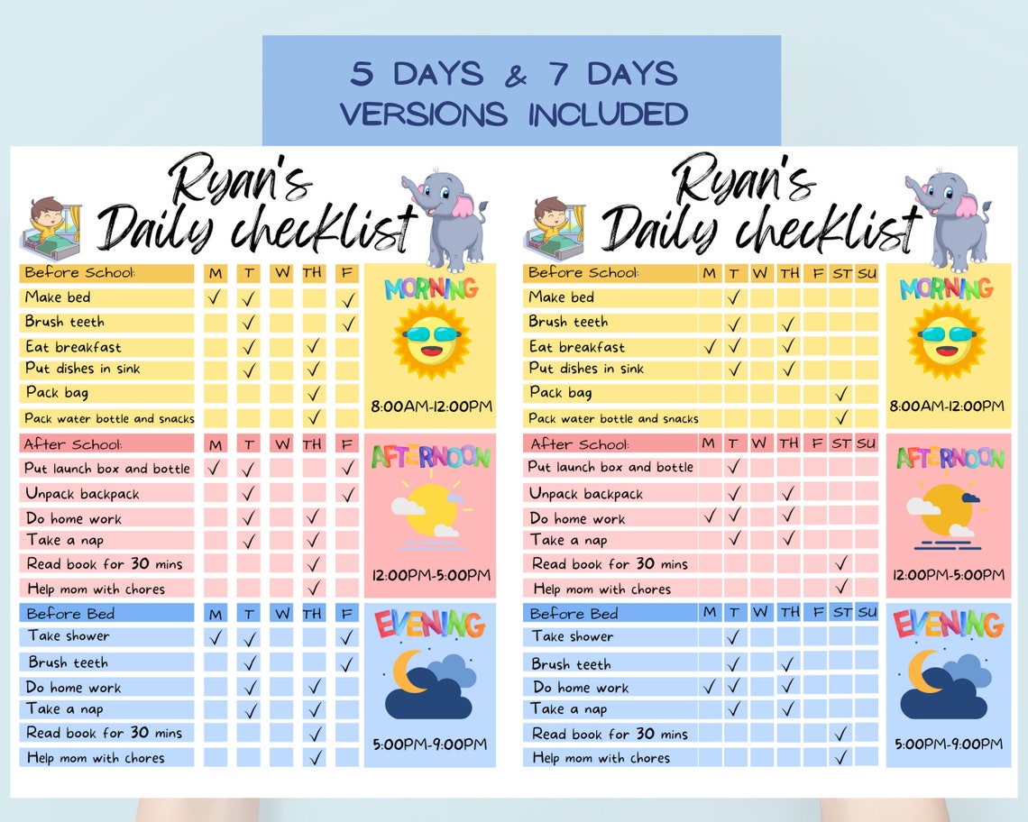 Ultimate Kids Daily Routine Checklist | Digital Kids Responsibility ...