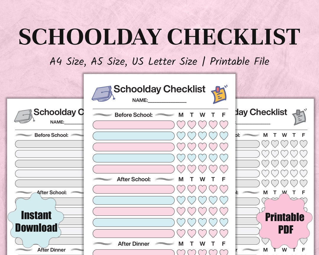 Kids School Day Checklist Schedule | Morning Routine for Kids | Ready ...